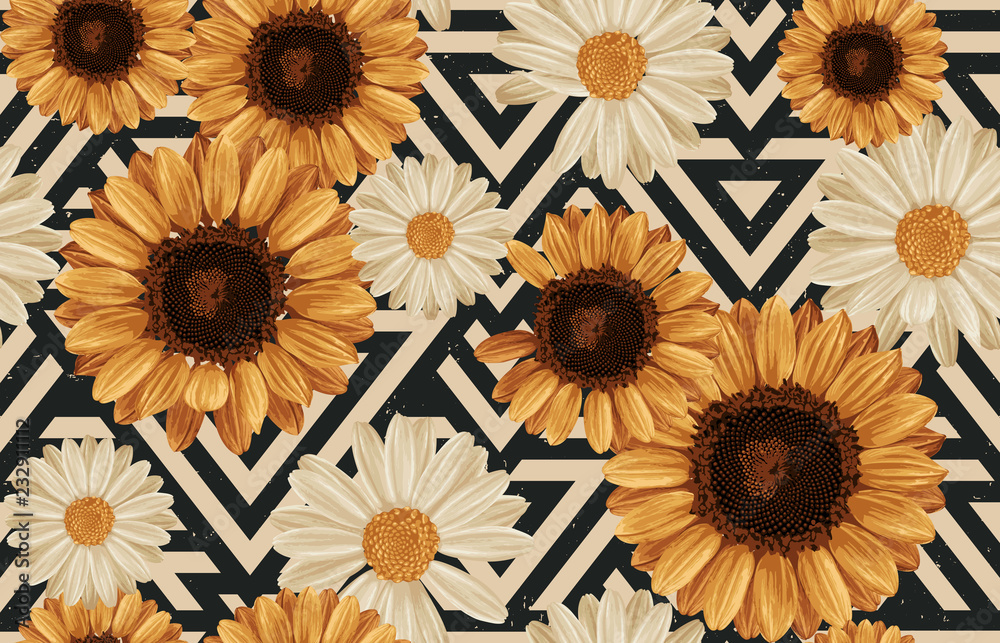 Printable seamless vintage autumn repeat pattern background with ...