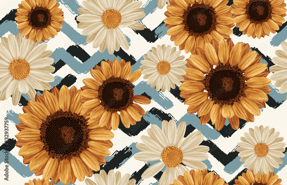 Printable seamless vintage autumn repeat pattern background with ...