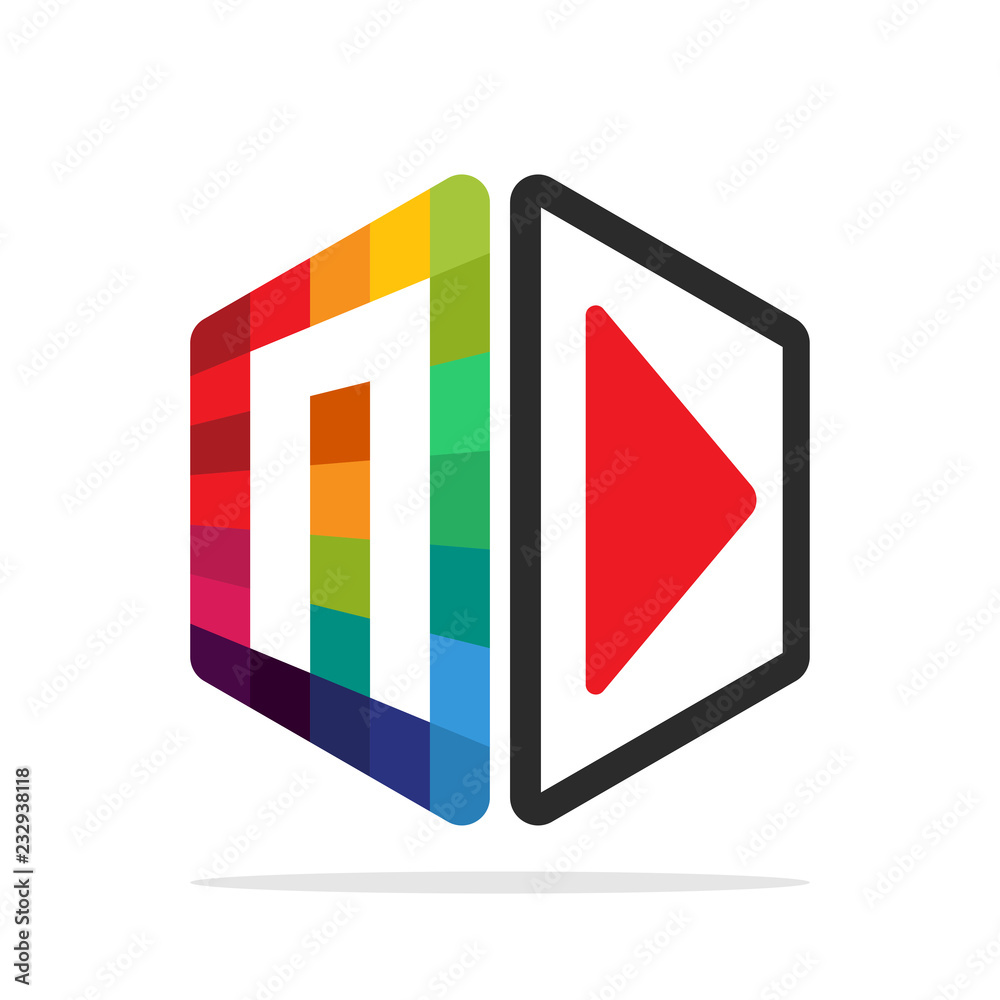 logo icon for multimedia business with initial details letter N Stock ...