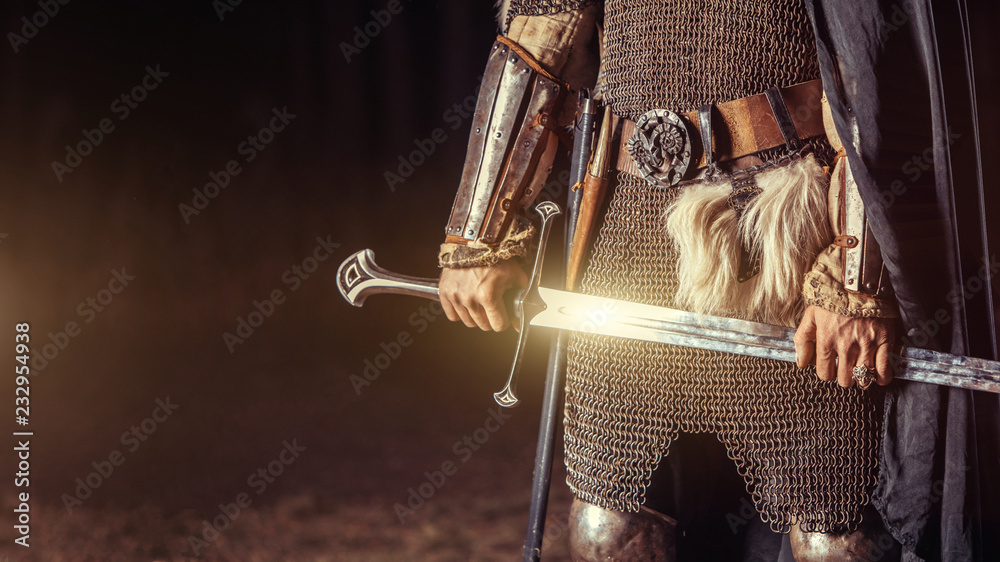 Knight with the two-handed sword. Medieval concept. Stock Photo | Adobe ...