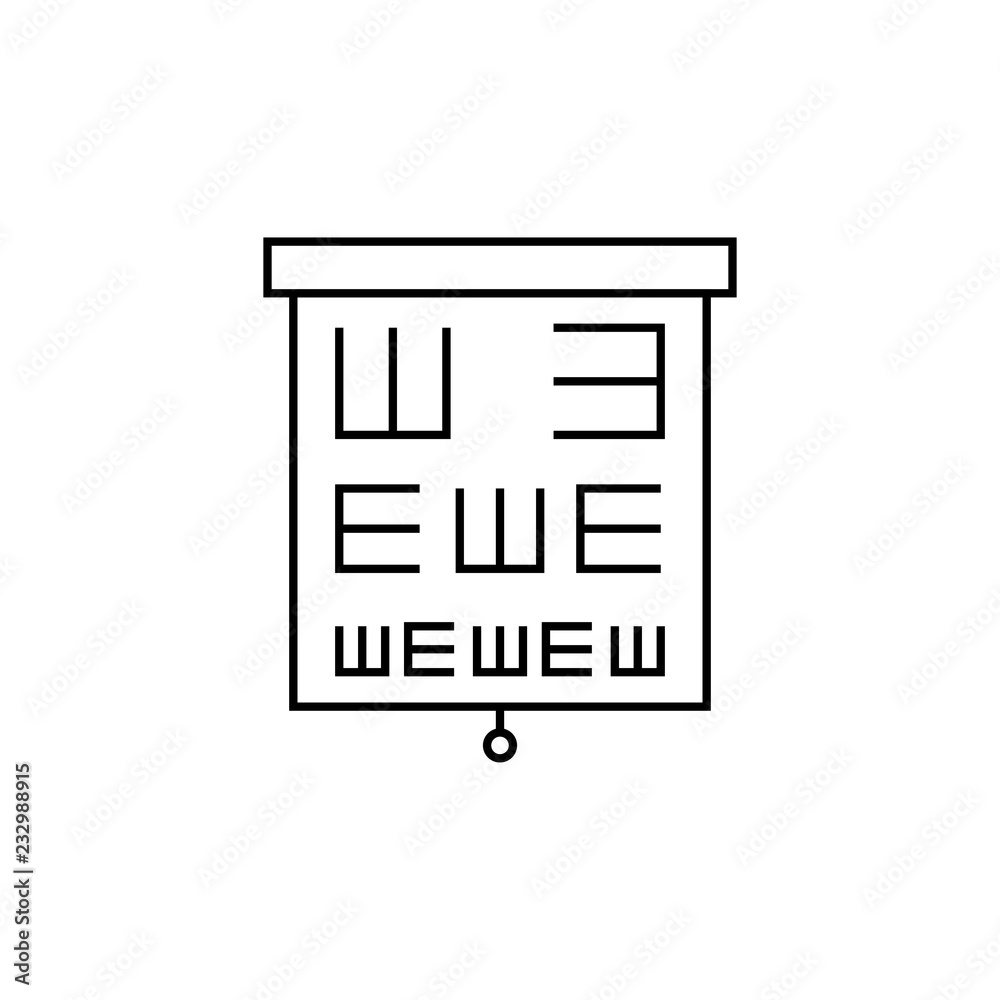 Eye exam chart linear icon. Thin line illustration. Landolt vision test ...