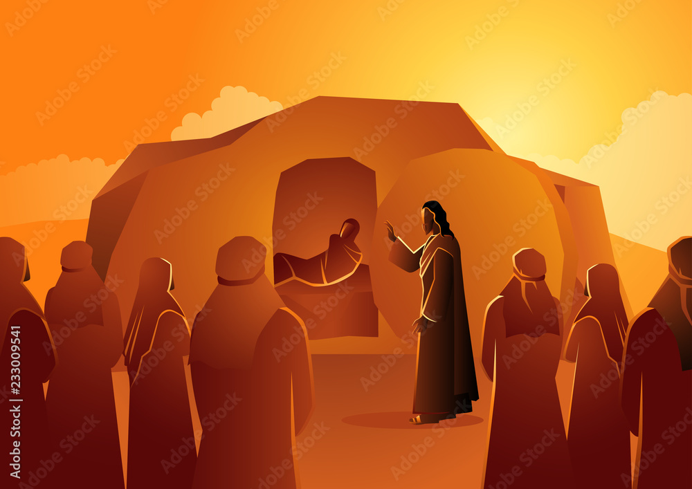 Jesus raises Lazarus from the dead Stock Vector | Adobe Stock