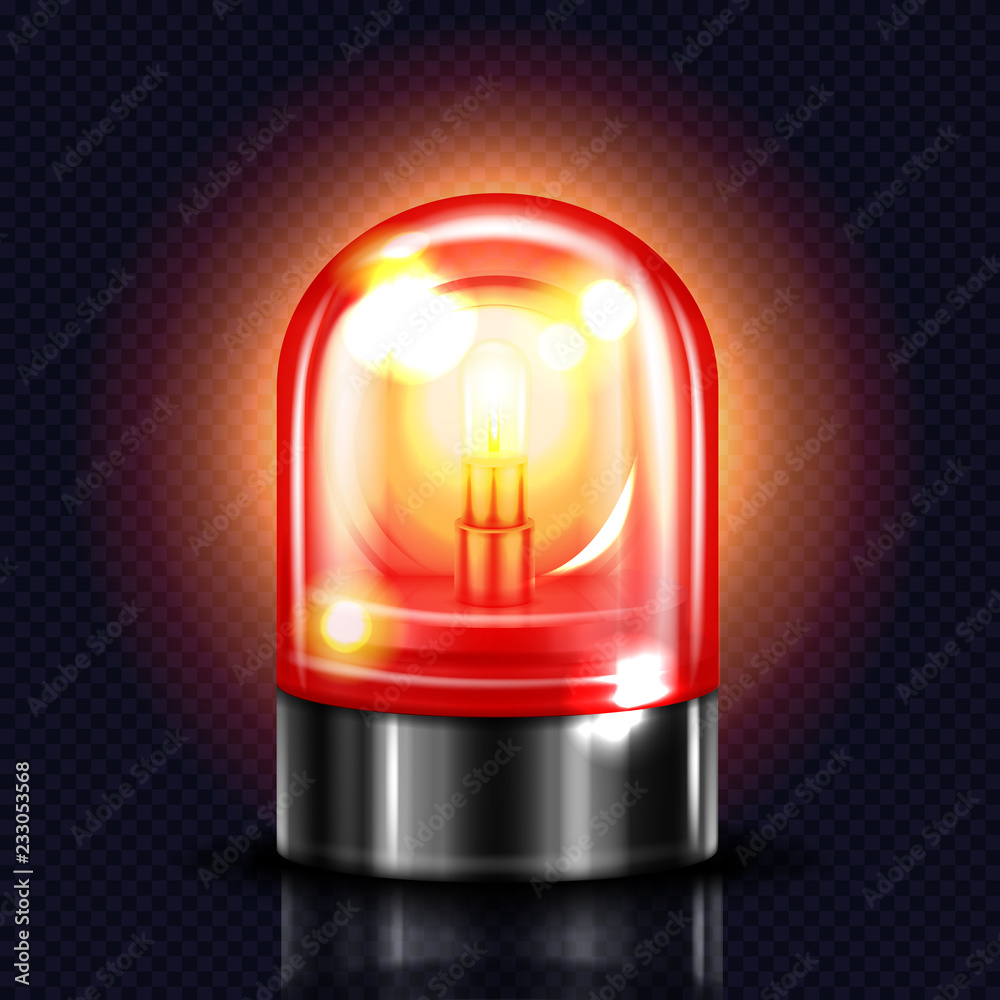 Siren light vector illustration of red alarm lamp or police and ...