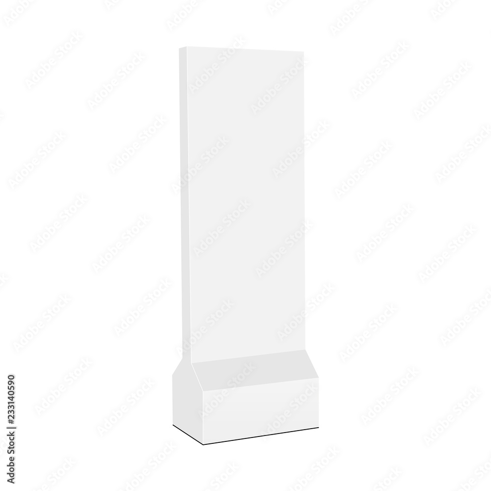 Floor standing promotional vertical totem mock up - side view. Vector ...