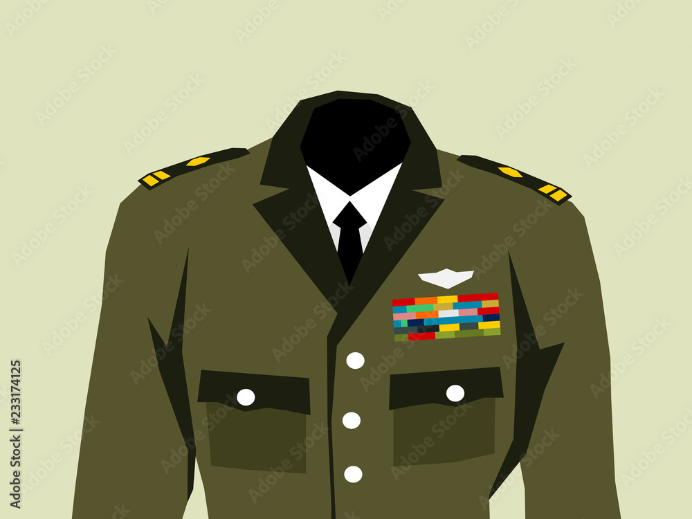 Military uniform with high officer rank insignia - elegant khaki ...