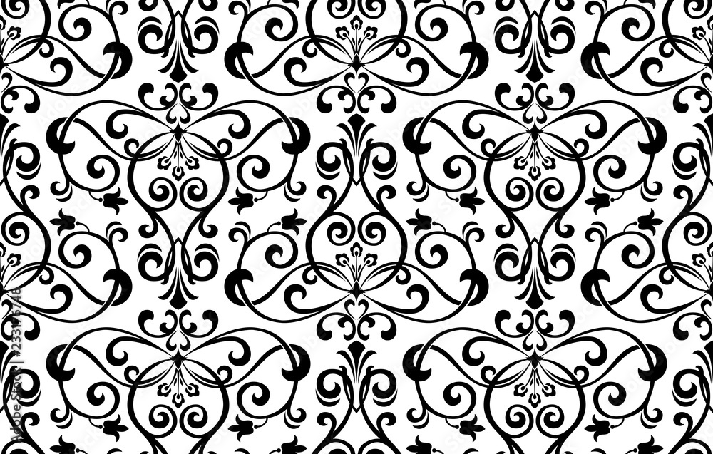 Wallpaper in the style of Baroque. Seamless vector background. White ...