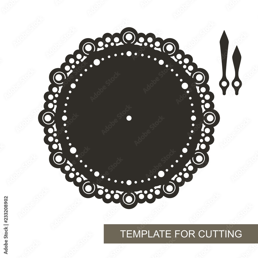Openwork dial with arrows on white background. Template for laser ...