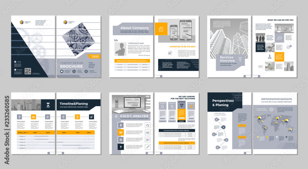 Brochure creative design. Multipurpose template with cover, back and ...