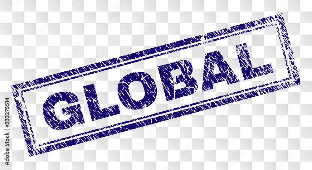 GLOBAL stamp seal watermark with rubber print style and double framed ...