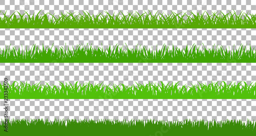 Large set of fresh green spring grass cartoon borders in lengths and ...