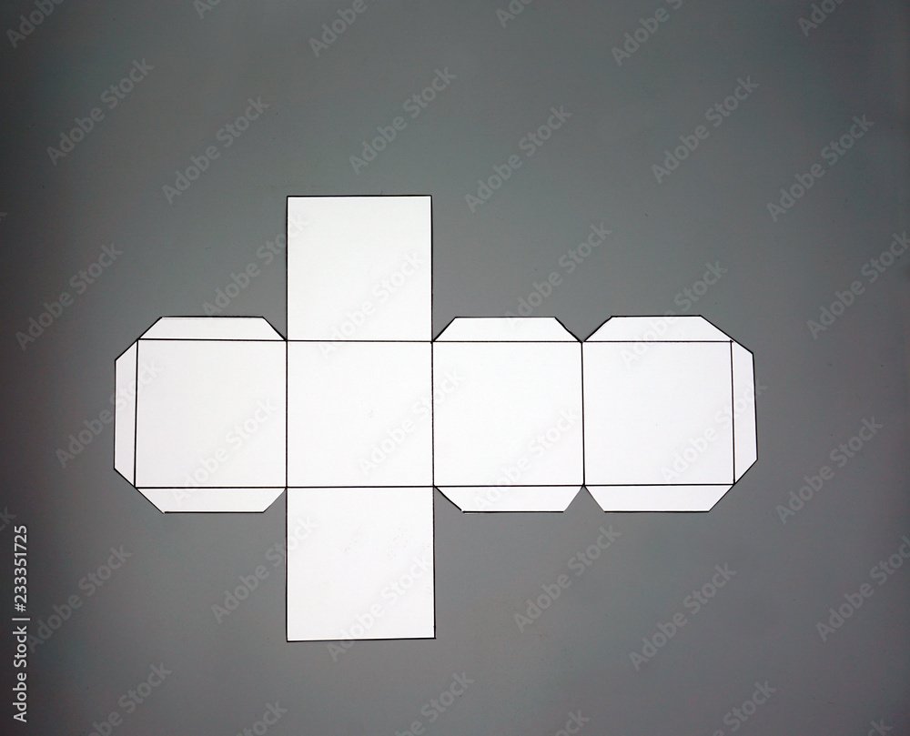 Stock-Foto „Geometry net of cube. 2-dimensional shape that can be ...