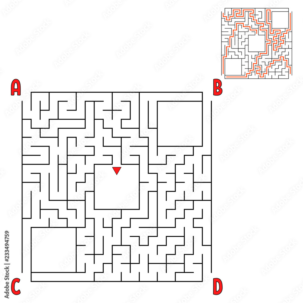 Abstract square maze. Game for kids. Puzzle for children. Four ...