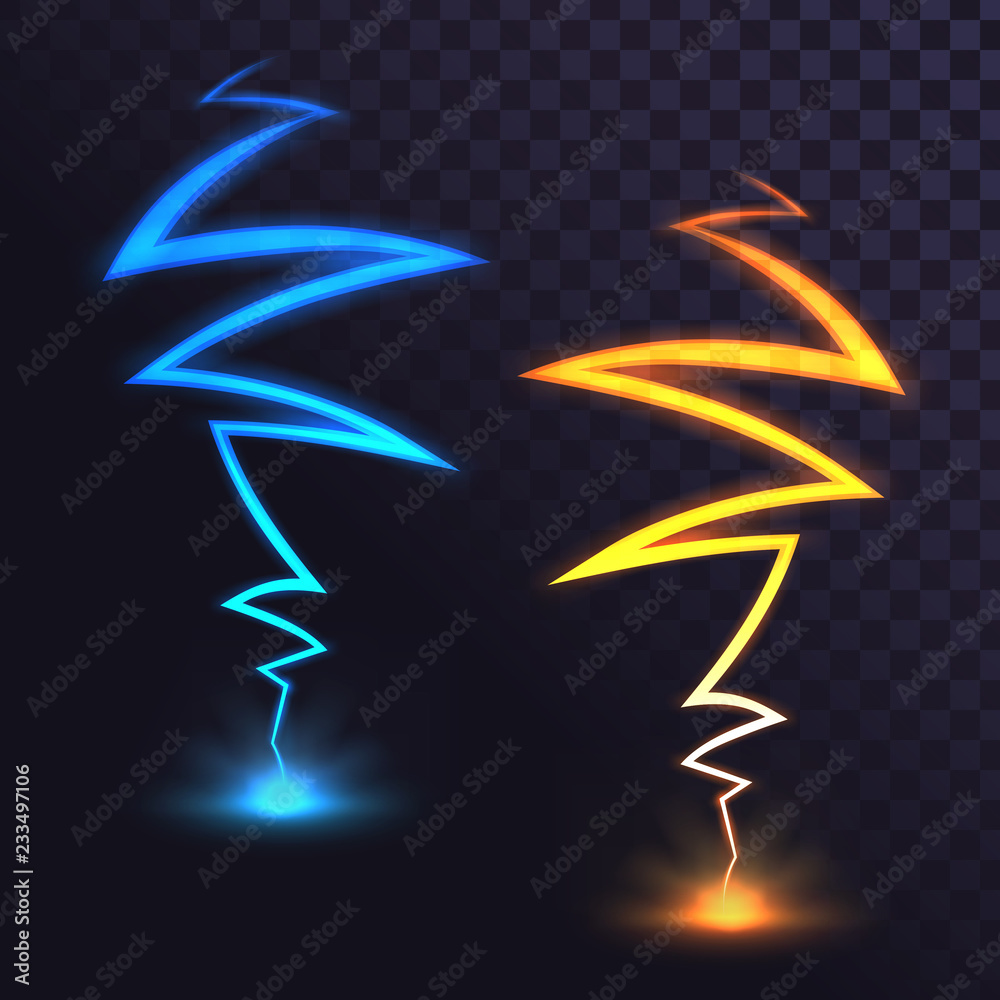 Stylized lightning on a transparent background, electricity, power ...