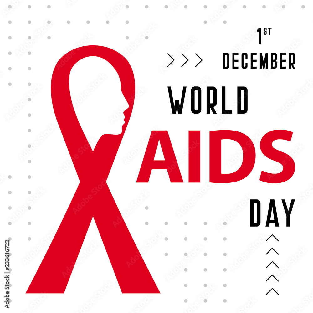 World aids day red ribbon vector illustration. 1st December awareness ...