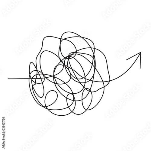Idea process. Complicated way. Mess or chaos icon. Pass the way linear ...