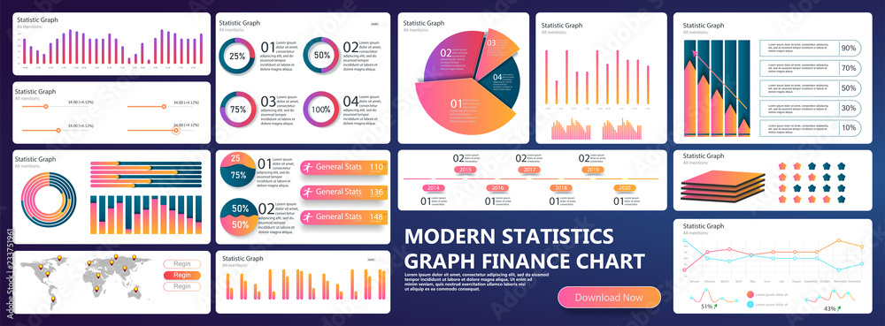 Infographic dashboard template. Simple red yellow design of interface, admin panel with graphs ...