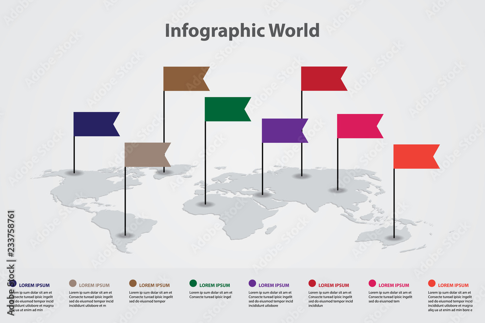 infographic country world map, international world flags Stock Vector ...