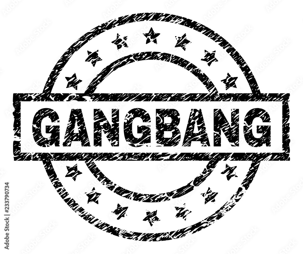 GANGBANG stamp seal watermark with distress style. Designed with ...