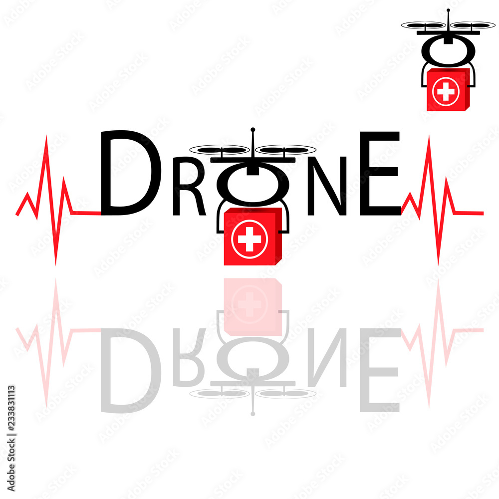 Drone Delivering First Aid Box. Technology in Medical Industry Concept ...