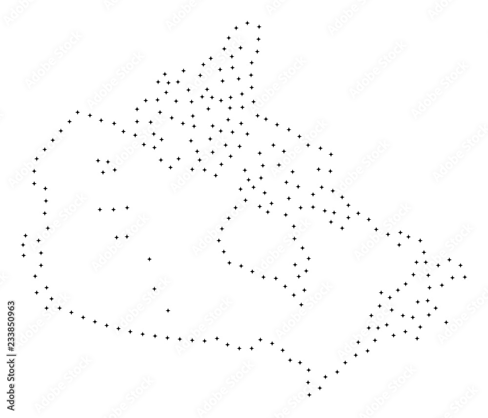 Vector stroke dotted Canada map in black color, small border points ...