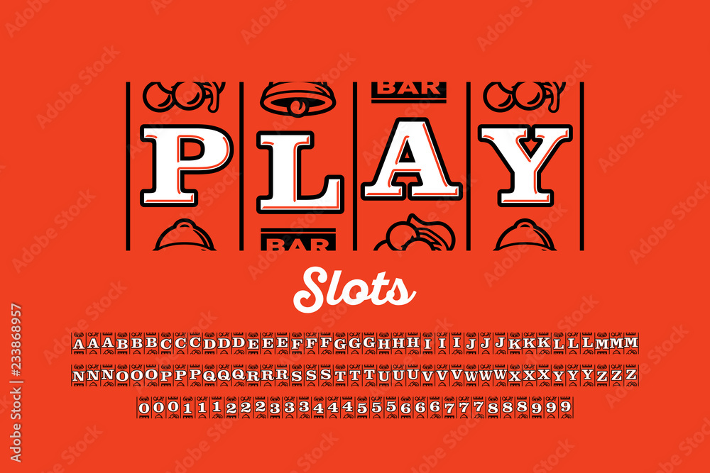 Slot machine style font, triple sevens jackpot alphabet letters and ...