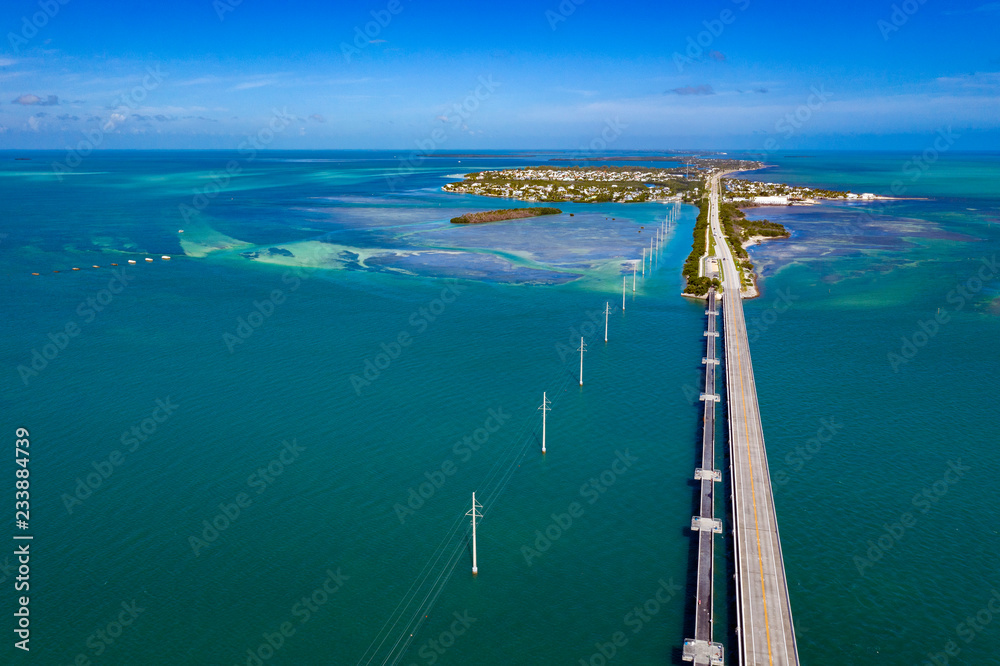 key west island florida highway and bridges over the sea aerial view ...