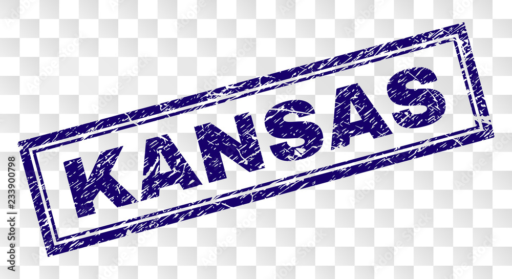 KANSAS stamp seal print with rubber print style and double framed ...