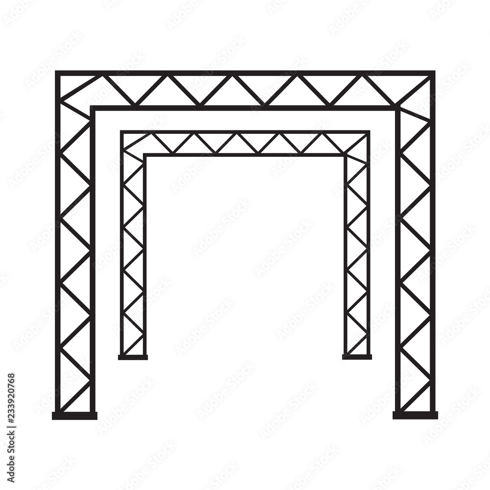 Steel truss girder 3d construction. Metal truss framework vector ...