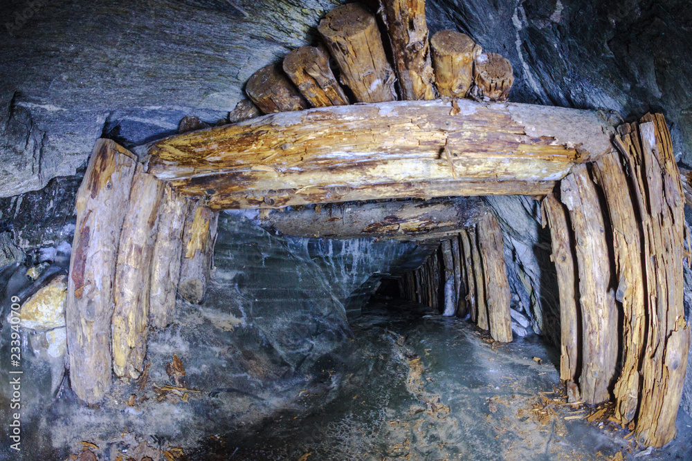 Ice stalagmites in an abandoned gold mine Stock Photo | Adobe Stock