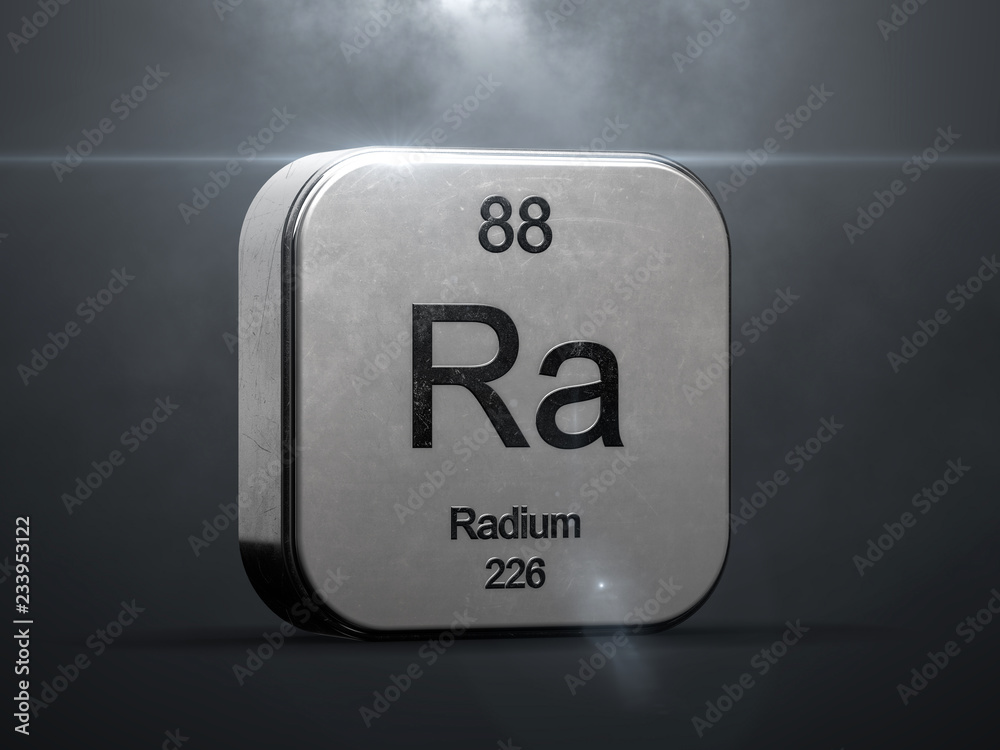 Radium element from the periodic table. Metallic futuristic icon 3D ...