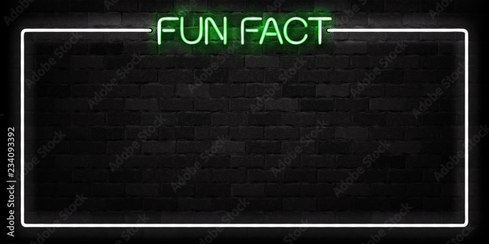 Vector realistic isolated neon sign of Fun Fact frame logo for ...