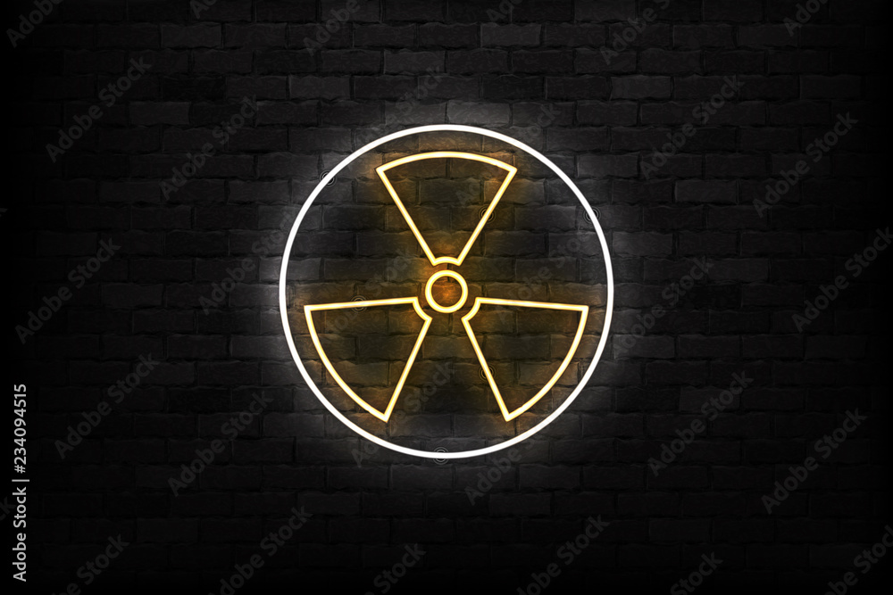Vector realistic isolated neon sign of Radioactive logo for template ...