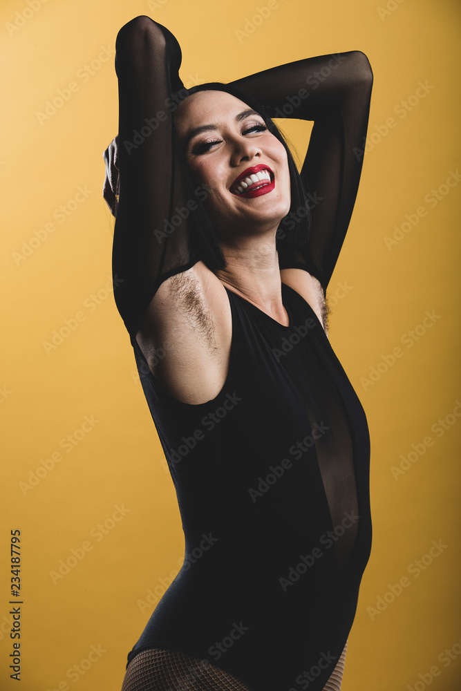 Asian woman with hairy armpits portrait Stock Photo | Adobe Stock