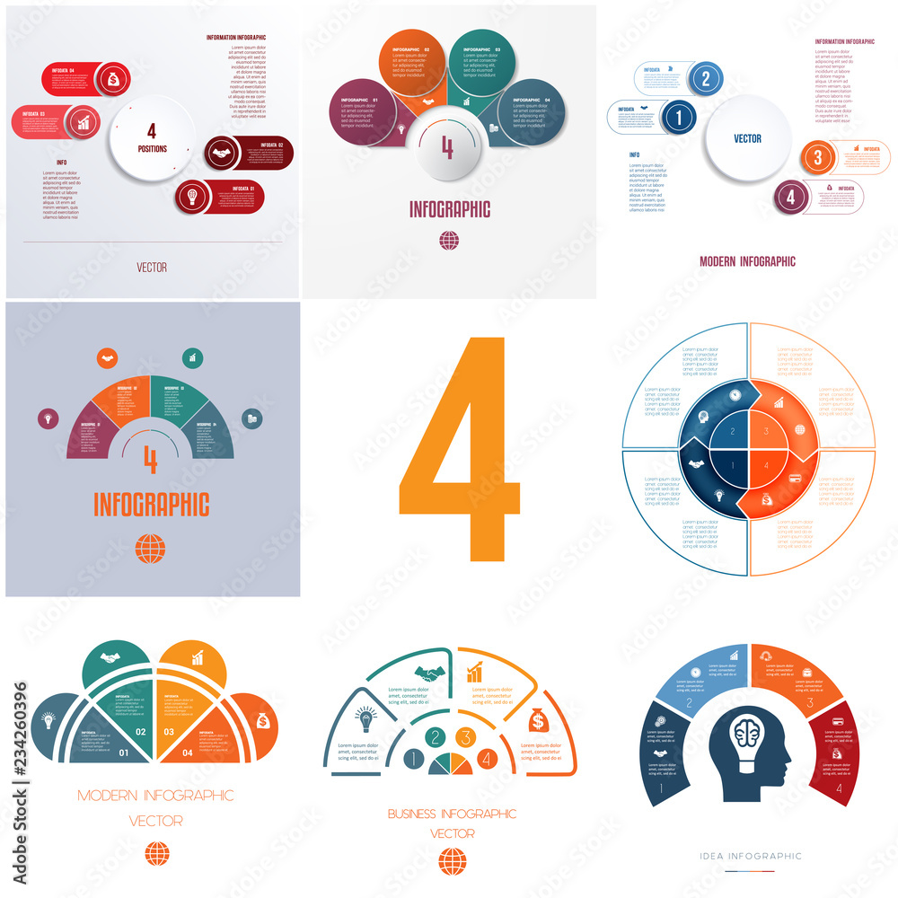 Universal templates elements Infographics conceptual cyclic processes ...