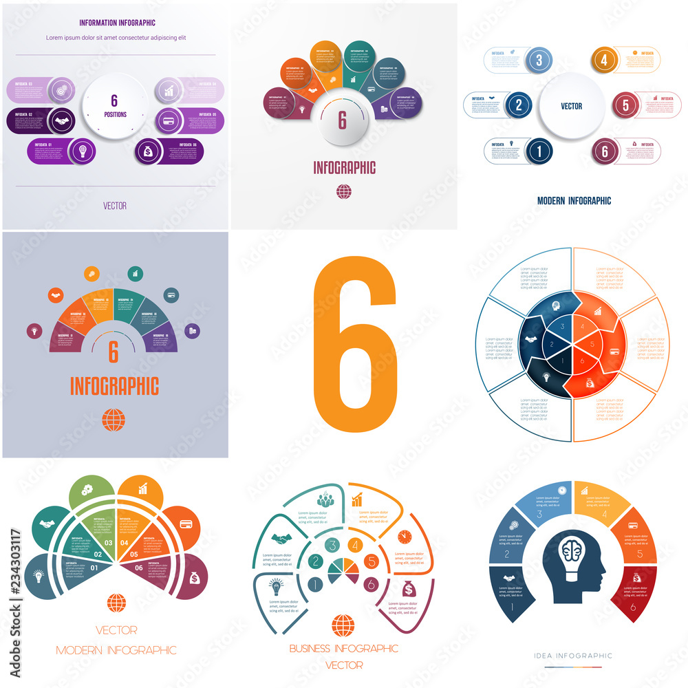 Universal templates elements Infographics conceptual cyclic processes ...