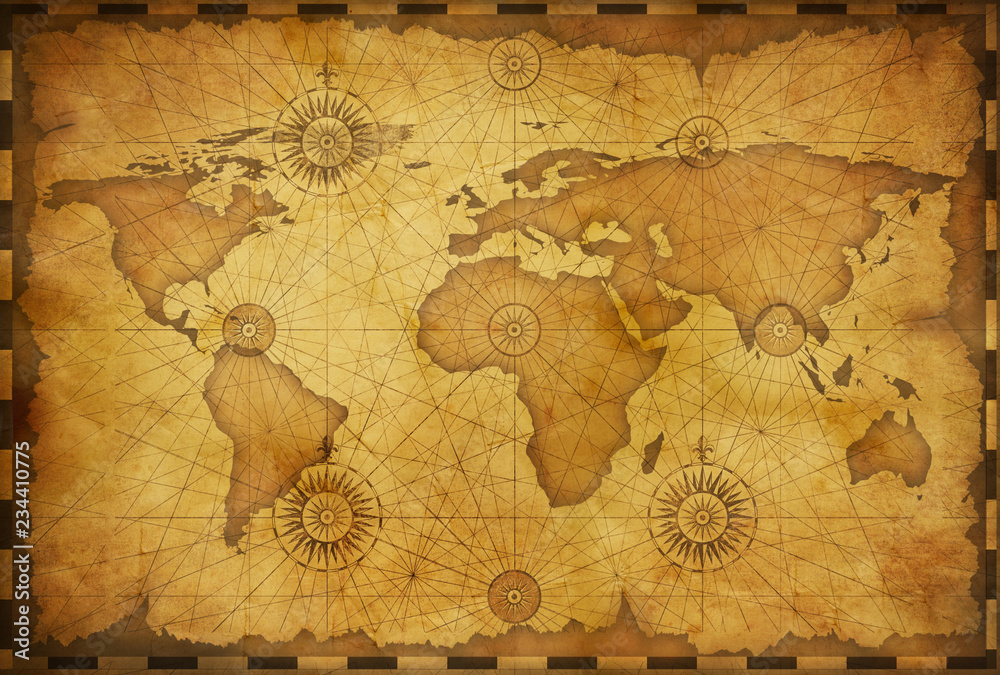 Old world map in vintage style. Elements of this image furnished by ...