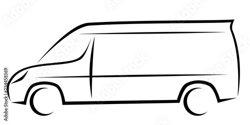 Dynamic vector illustration of a van as a logo for delivery or courier ...