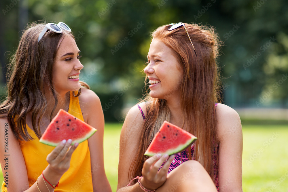 leisure and friendship concept - happy smiling teenage girls or friends ...