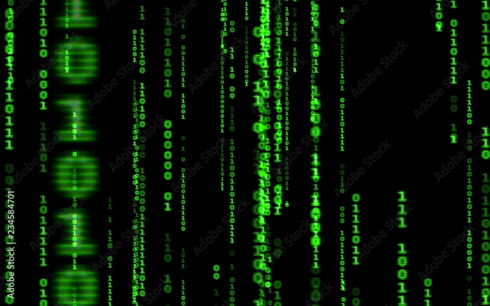 Foto Background in a matrix style.Binary computer code on black background.Green digital code ...