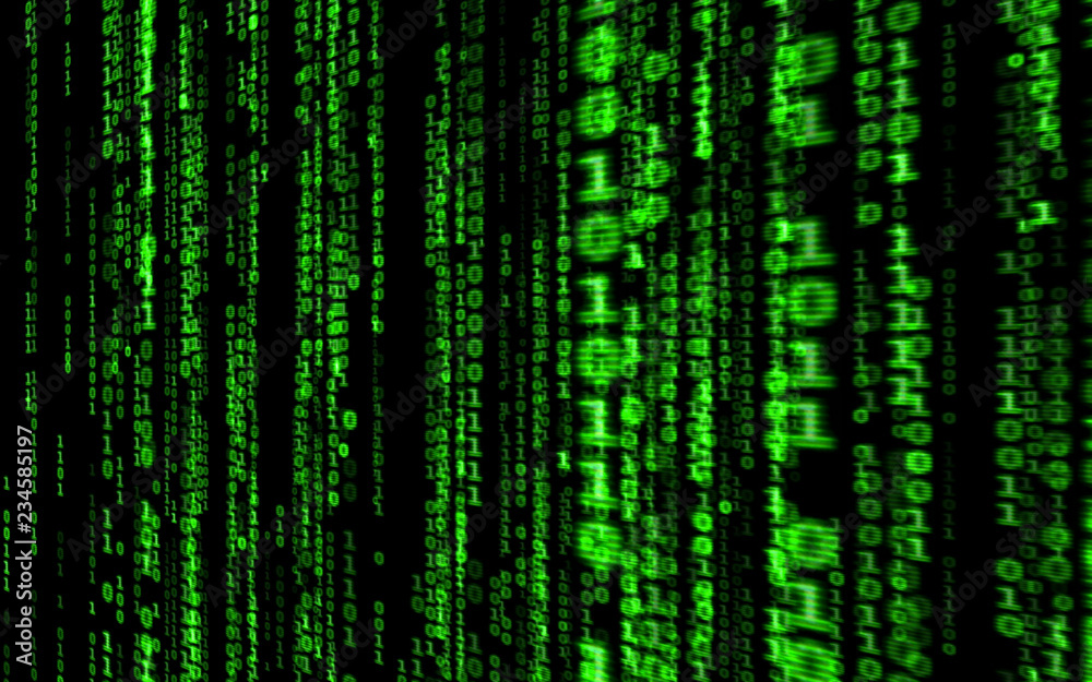 Стоковое фото «Background in a matrix style.Binary computer code on black background.Green ...