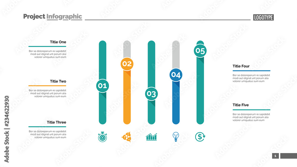 Five columns bar chart. Business data. Comparison, diagram, design ...