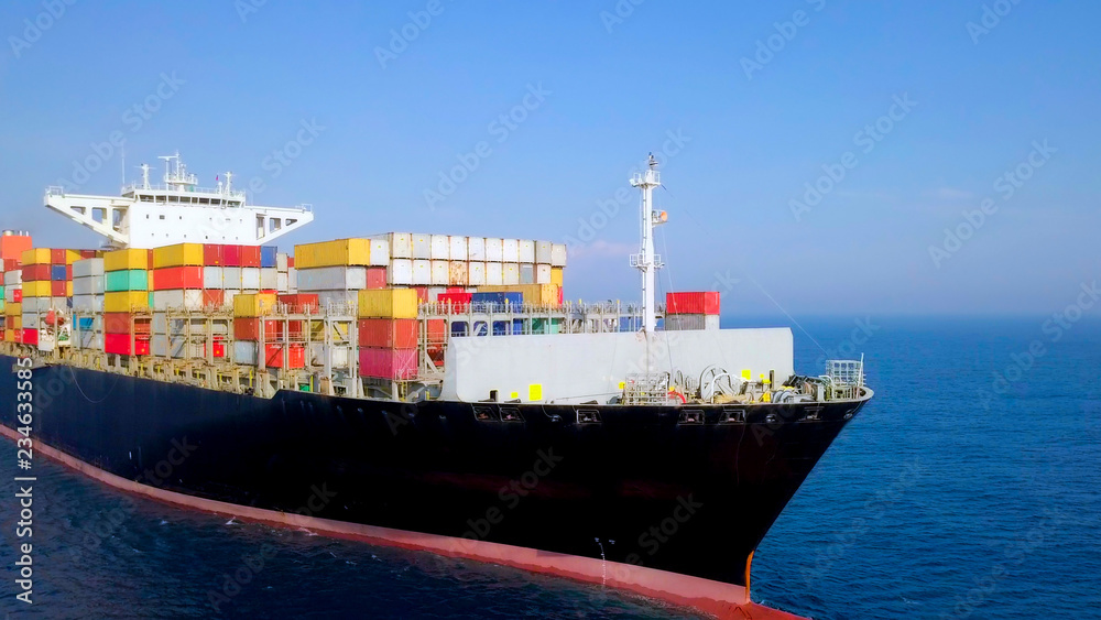 Container ship at sea - Aerial image of a ULCV (Ultra large container ...