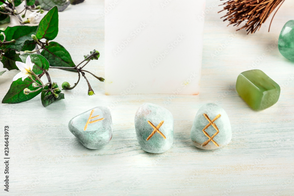 Norse runes from the Futhark alphabet, stones with symbols used in ...