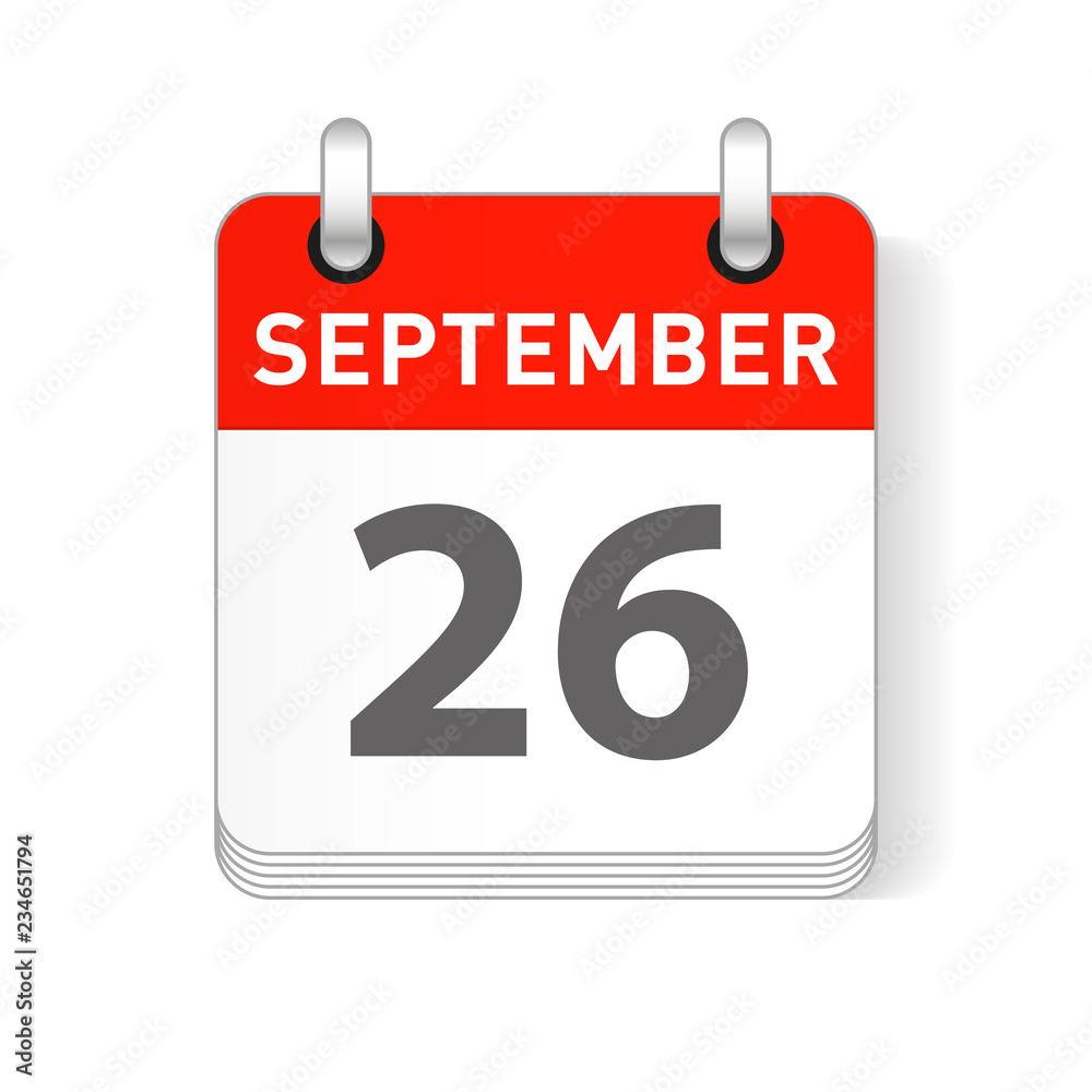 September 26 Calendar Date Design Stock Vector | Adobe Stock