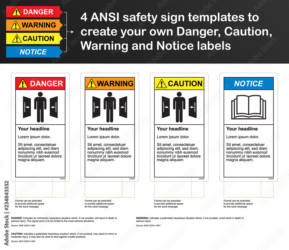 ANSI safety sign template to create your own Danger, Caution, Warning ...