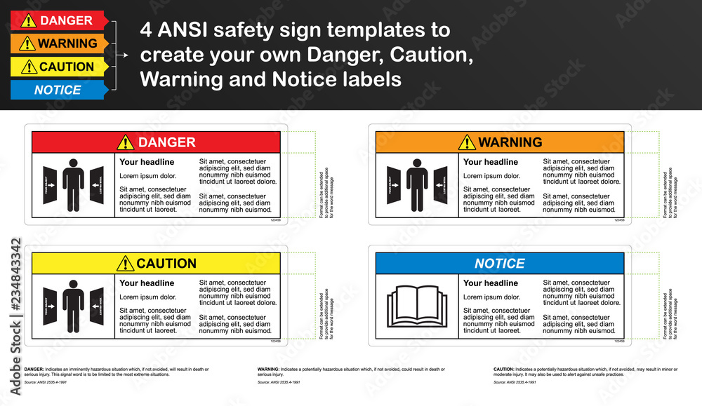 ANSI safety sign template to create your own Danger, Caution, Warning ...