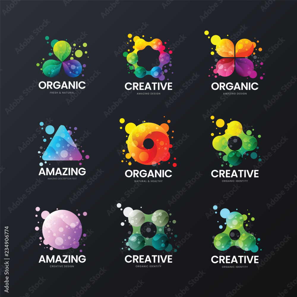 Modern creative abstract organic vector corporate identity logo sign ...