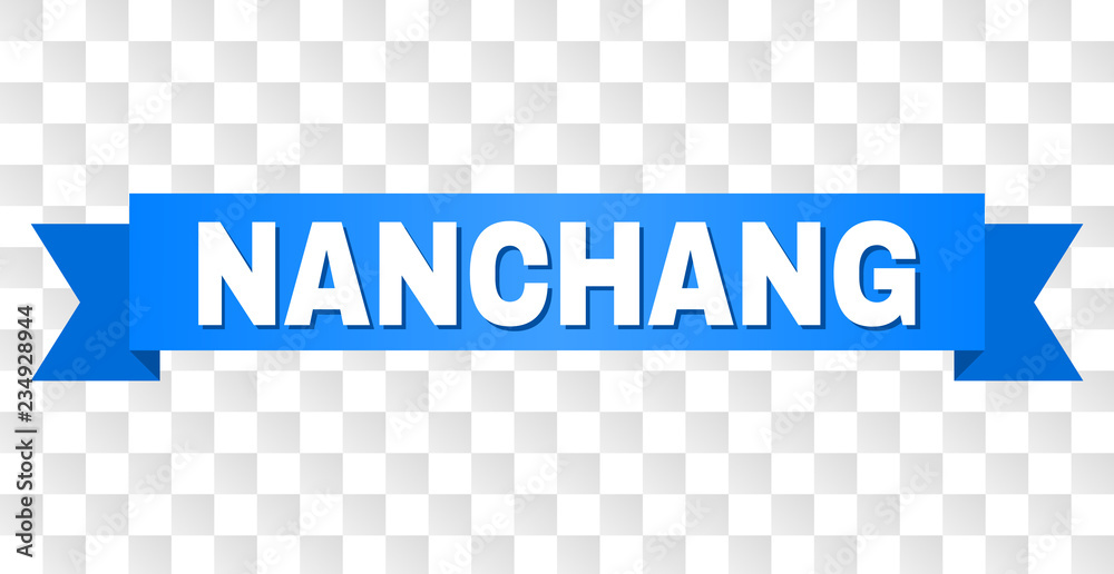 NANCHANG text on a ribbon. Designed with white caption and blue stripe ...
