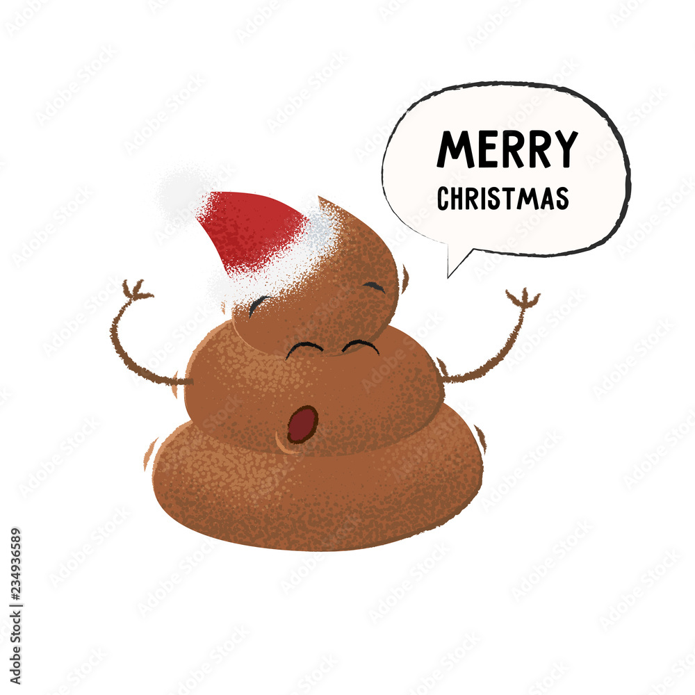 Poop in Santa hat singing Merry Christmas. Emoji, character, holiday ...
