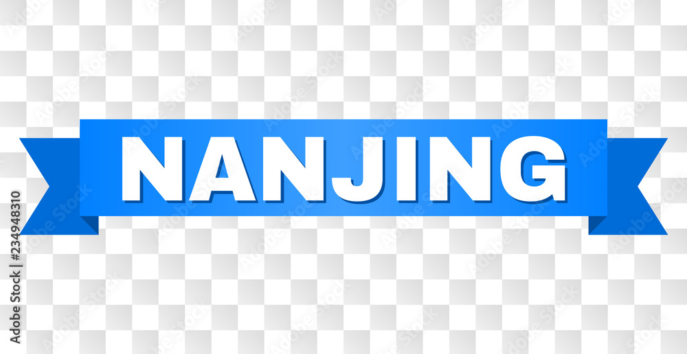 NANJING text on a ribbon. Designed with white title and blue tape ...